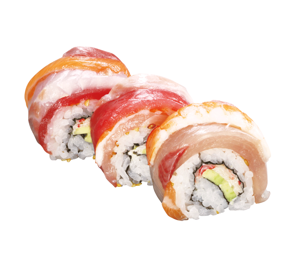 Rainbow Roll* (3pcs) | Kura Revolving Sushi Bar