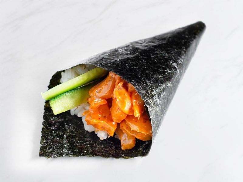 Spicy Salmon Hand Roll* | Kura Revolving Sushi Bar